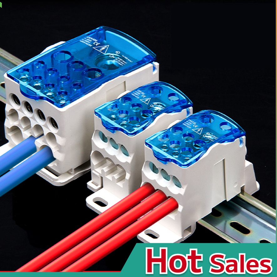 Terminal Block 1 in many Out Din Rail distribution Box Electric Wire Connector Universal80/160A ...