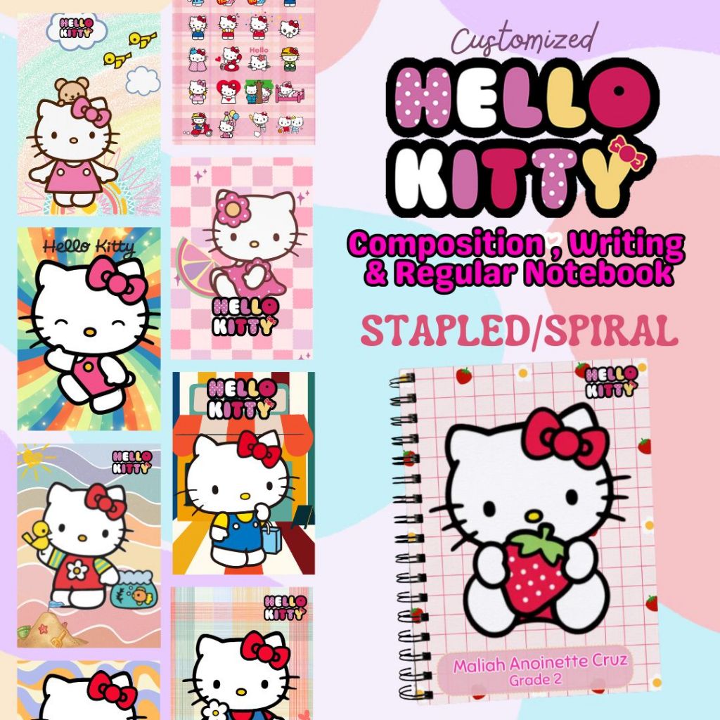 Hello Kitty Customized Notebook for Grade 1 to 6-STAPLED/SPIRAL-A5-80 ...