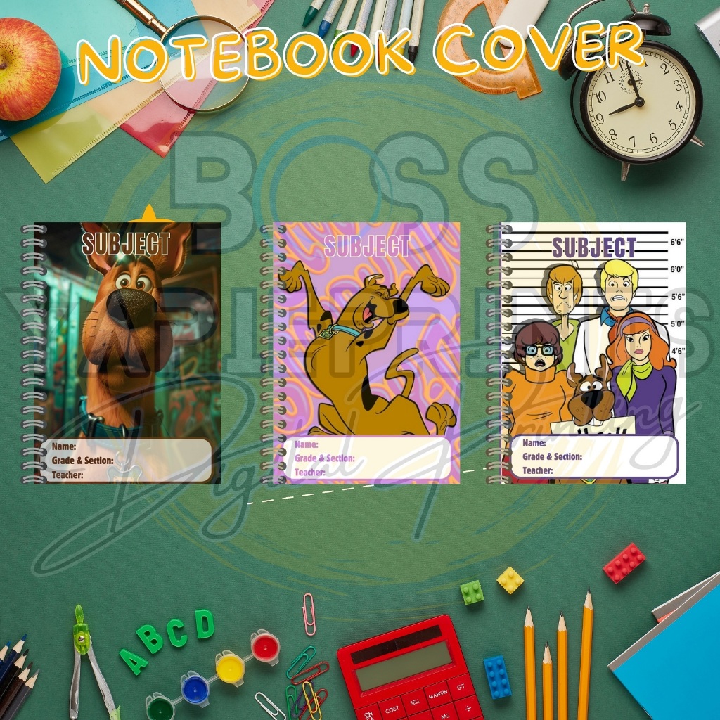 SCOOBY DOO NOTEBOOK COVER PERSONALIZED DESIGN WITH NAME, SUBJECT AND ...