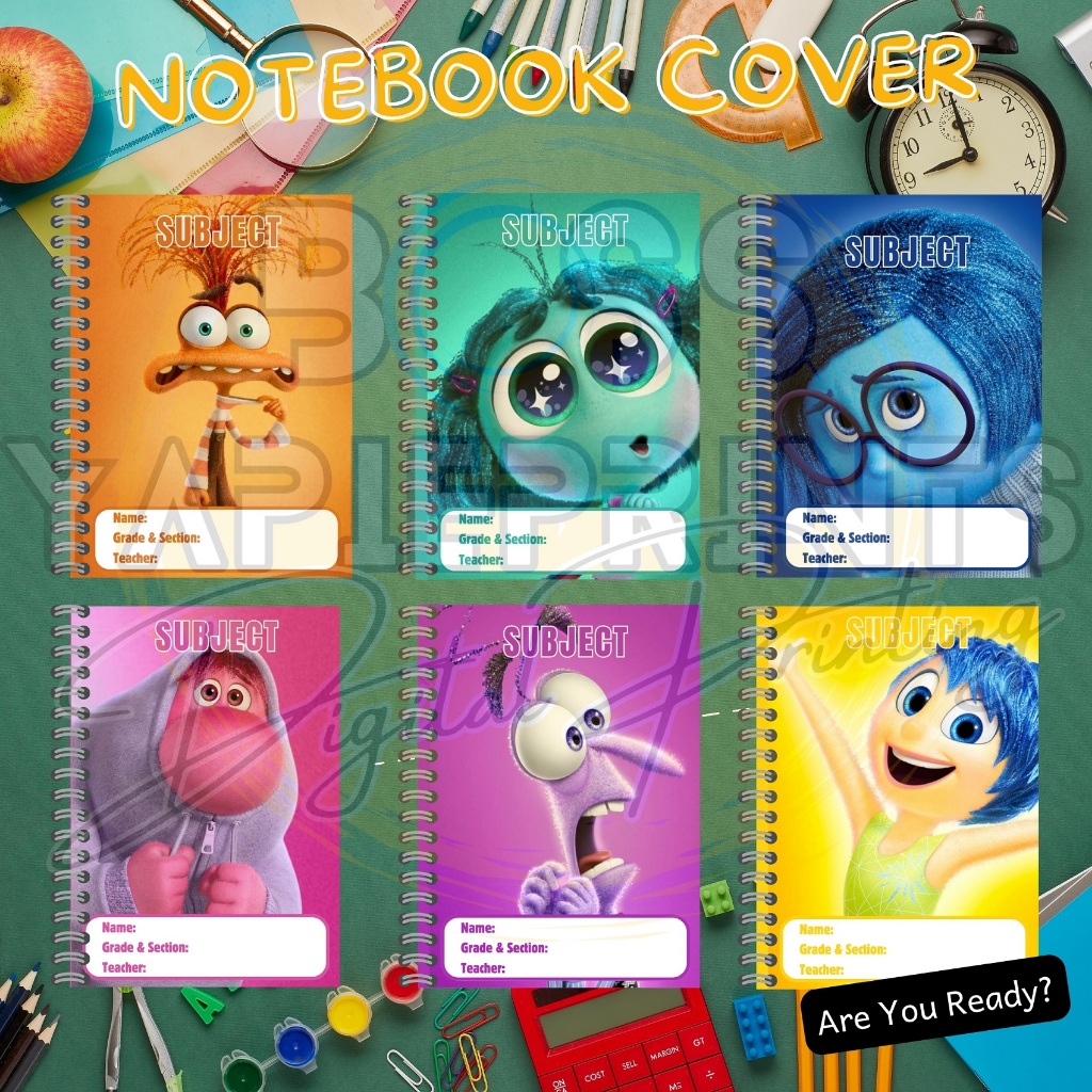 INSIDE OUt CHARACTER NOTEBOOK COVER DESIGN WITH NAME, SUBJECT AND ...