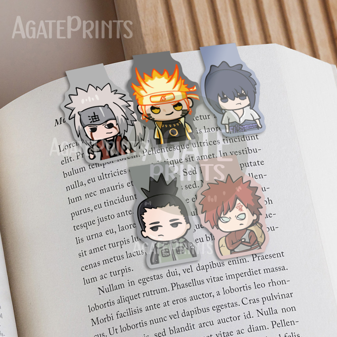 Naruto Chibi Magnetic Bookmark | Sasuke Kakashi Jiraiya Gaara Shikamaru ...