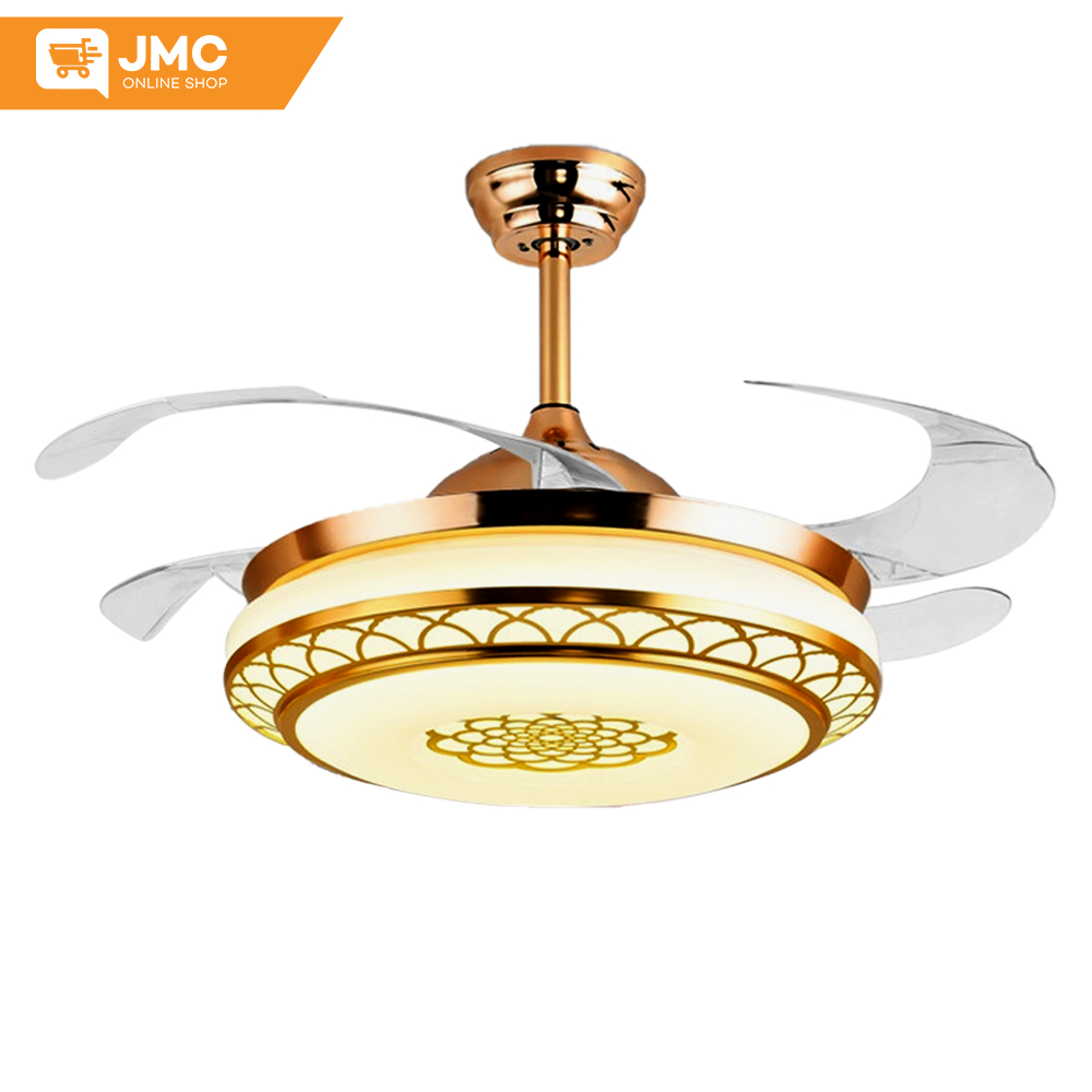 JMC SOFI 42 Inch Luxurious Tricolor Dimming Chandelier Silenced Ceiling ...