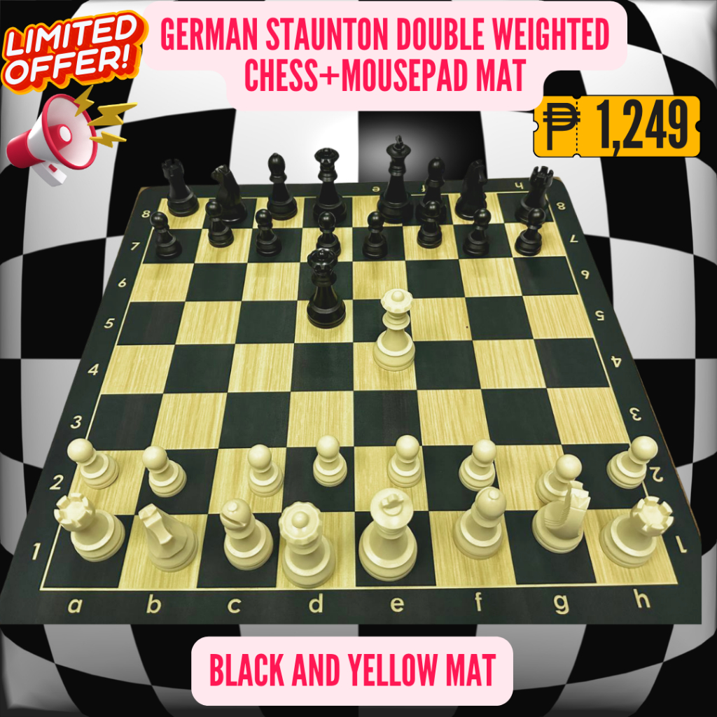 German Staunton Double Weighted Pieces + Rubber Mousepad Chess Mat ONLY ...