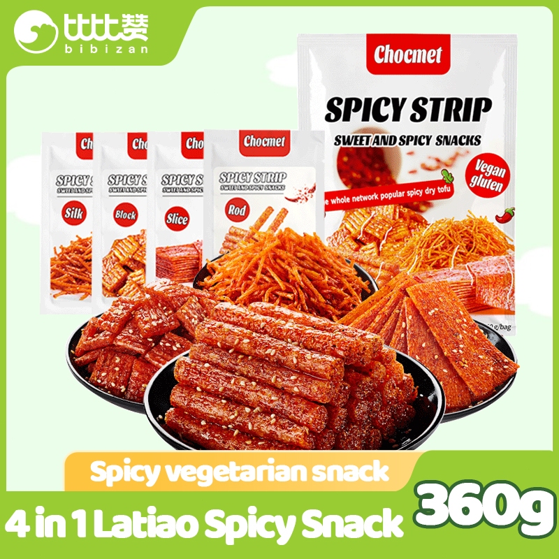 Chocmet 4 in 1 Latiao Snack Spicy Food Vegan Spicy Strips Sticks 360g Chinese Snacks | Shopee ...