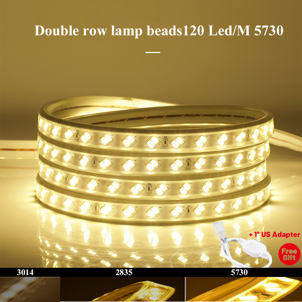 5730 Led strip lights for ceiling Living room warm 220V Flexible light strip 3M 5M 10M | Shopee ...