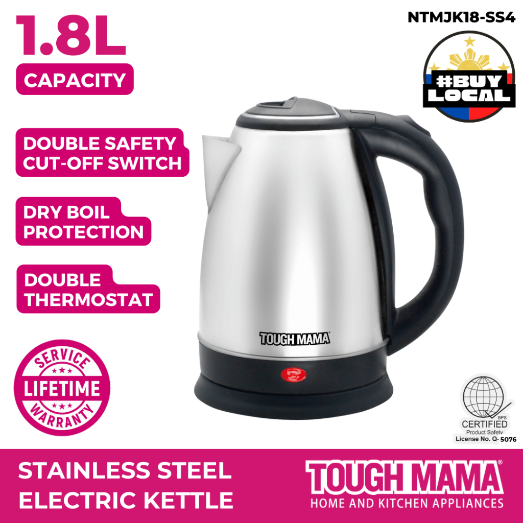 Tough Mama NTMJK18-SS4 Stainless Steel 1.8L Electric Kettle Cordless ...