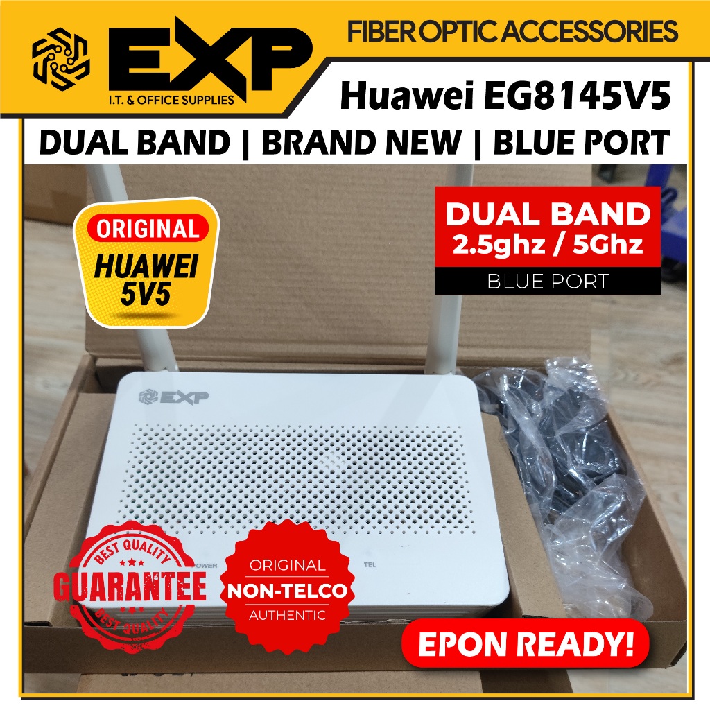 Huawei EG8145V5 EPON Ready! | Dual Band | Brand New | Blue Port 5V5 | Non Telco! | w/ Upstream ...