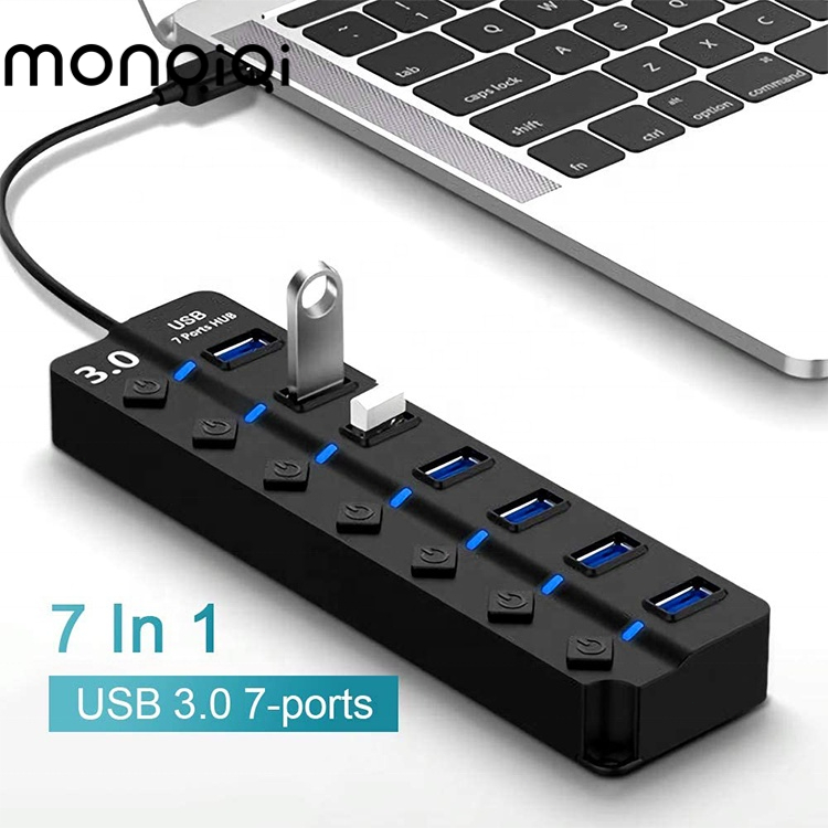 7 Ports USB Port Extension 3.0 High Speed USB Hub For Laptop Multiple ...