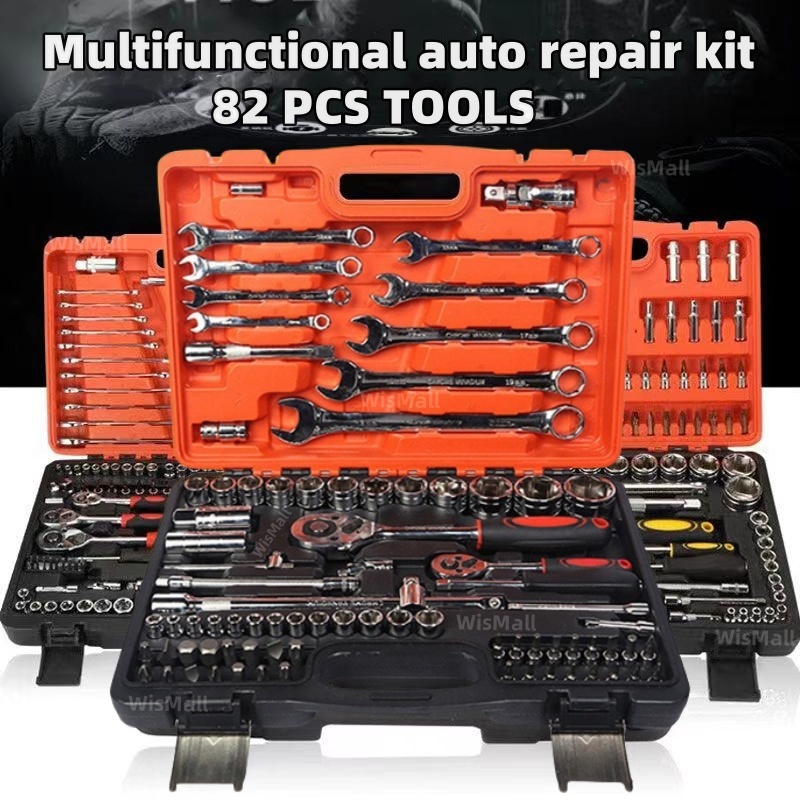 82pcs Car Repair Tools Socket Wrench Auto Tool Set Torque Wrench Chrome ...