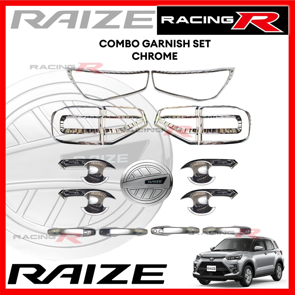 Toyota Raize 2022 to 2024 Garnish Combo Set Cover CHROME V1 ( Car Accessories ) | Shopee Philippines