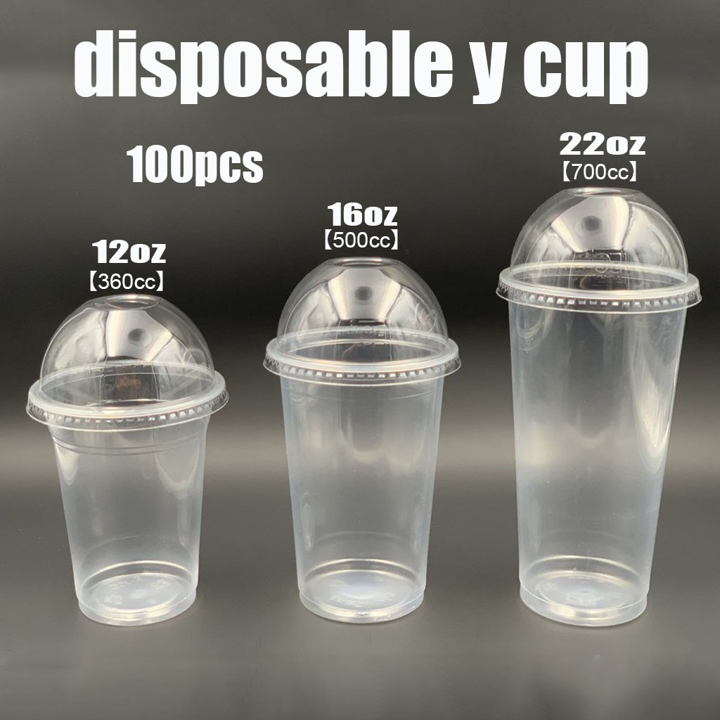 50pcs (8oz, 12oz, 16oz, 22oz) Plastic PP Y Cup with Lids SET! 95mm for ...