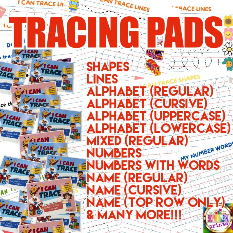 Tracing Pads for Kids (Alphabet, Lines, Numbers, Shapes, etc | 30 to 90 ...