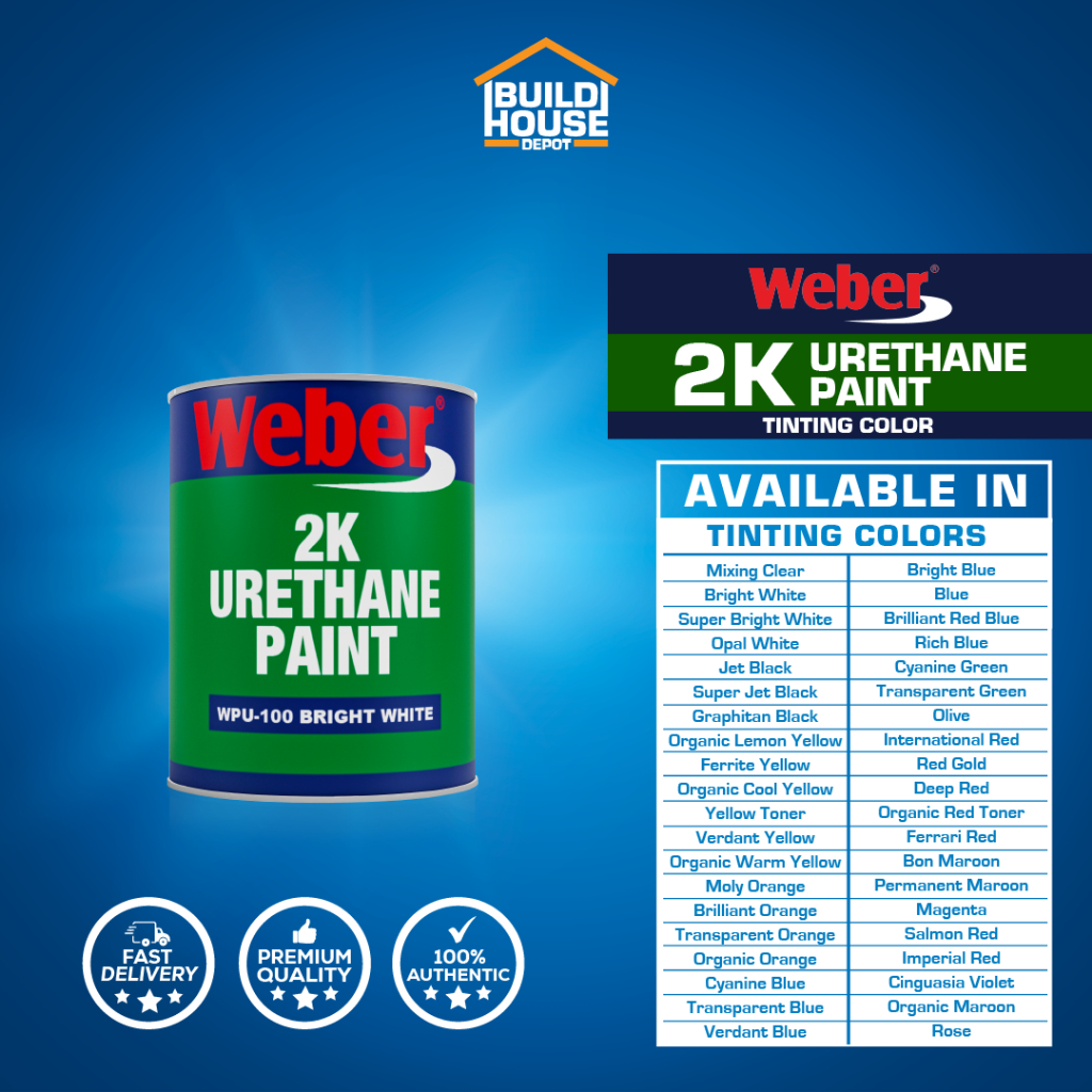 WEBER 2k Urethane Paint - High Gloss - Tinting Colors - 4L | Shopee Philippines