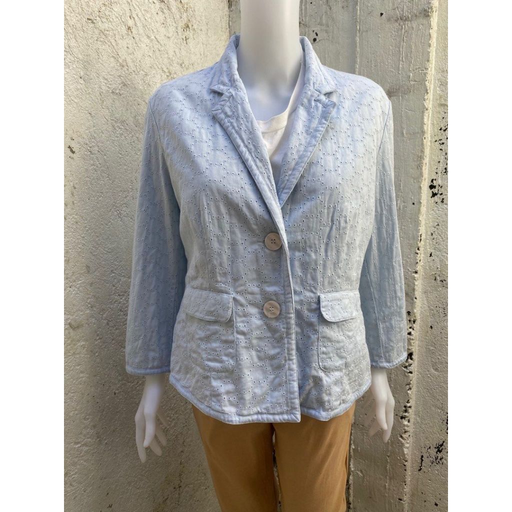 POWDER BLUE EYELET BLAZER LARGE TO XL WOMEN | Shopee Philippines