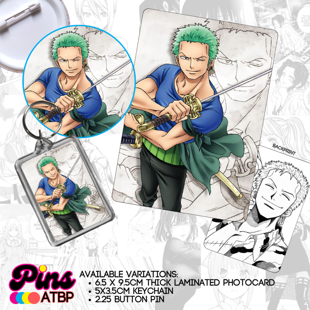 Roronoa Zoro - One Piece Collectible Photocard Button Pin Keychain ...