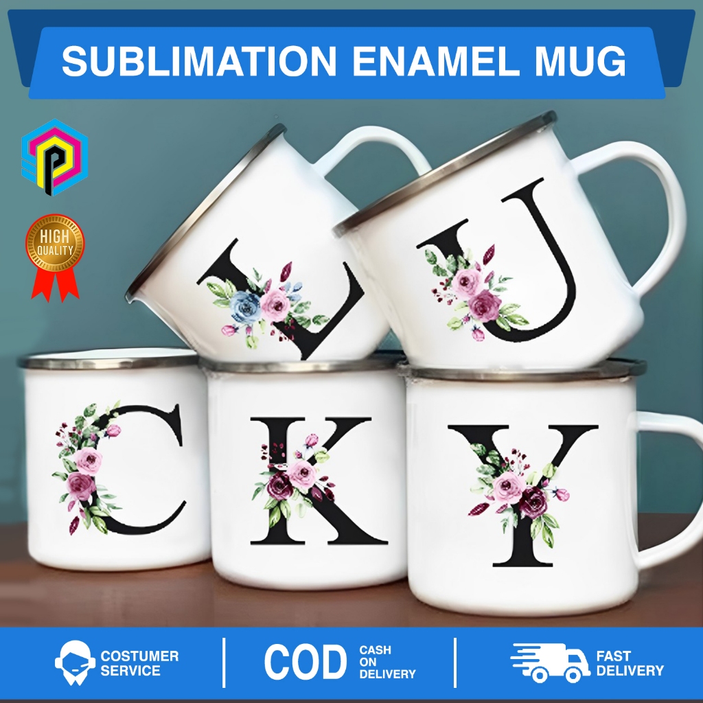Sublimation Enamel White Mug 295ml Personalized Printable Mug | Shopee ...