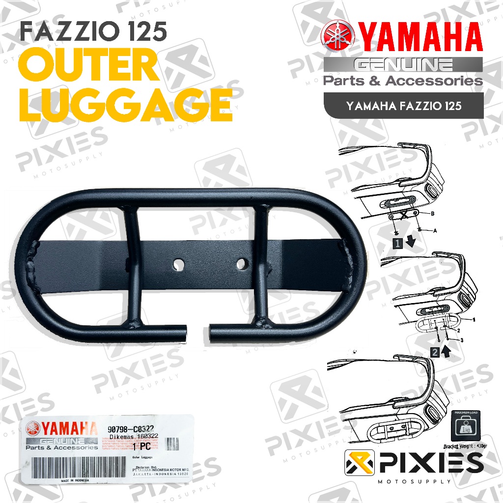 YAMAHA ACCESSORIES YAMAHA FAZZIO 125 SIDE CARRIER GRILLE | Shopee ...