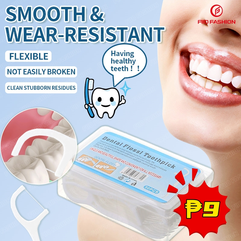 50Pcs/Box Teeth Toothpicks Stick Dental Floss Flosser Picks Tooth Clean ...