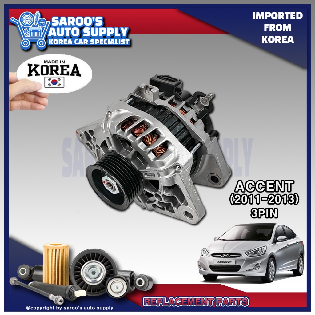 [Gamma] Alternator For Hyundai Accent , 2011-2013, 3PIN , Made In Korea ...