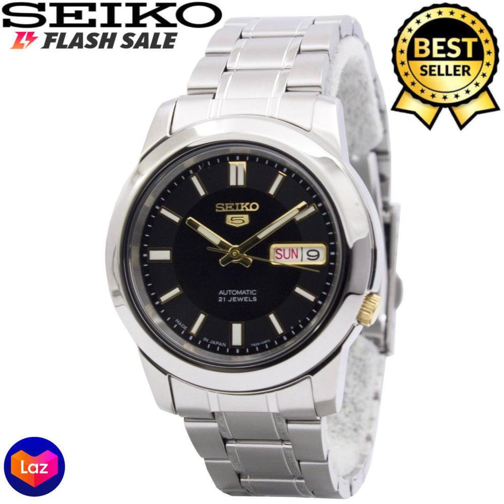 Seiko SNKK 5 21 Jewels Expensive Day & Date Black Dial Stainless Steel ...