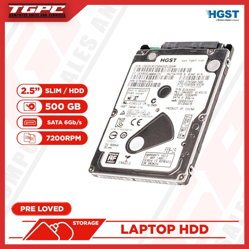 TGPC / Laptop HDD HGST 2.5" Slim HDD 500 GB / Sata 6Gbs/s / 7200 RPM ...