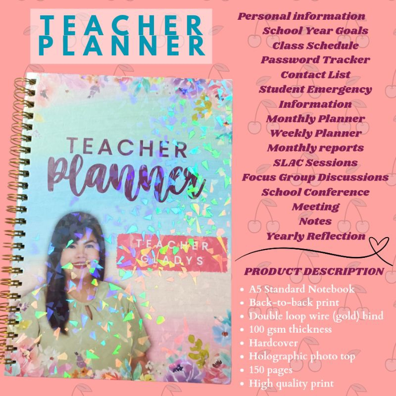 Hard Cover Personalized Teacher Planner, Weekly and Monthly Planner for ...
