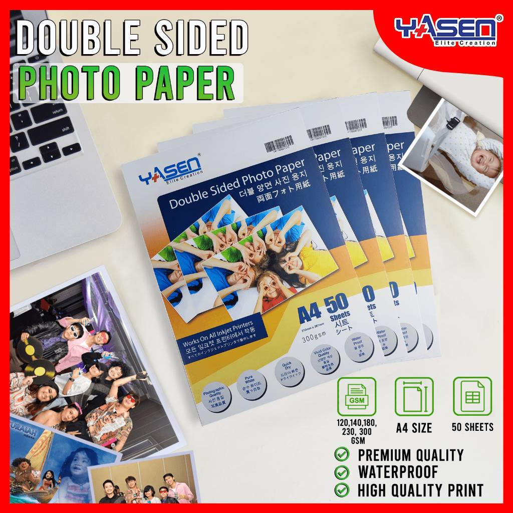 YASEN Double Sided Glossy & Matte Photo Paper A4 Size 120 140 160 180 ...