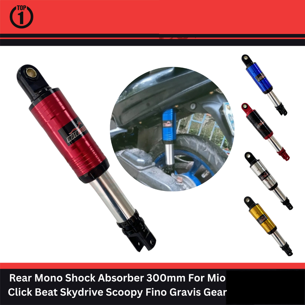 Top1 Motors Rear Mono Shock Absorber 300mm For Mio Click Beat Skydrive ...