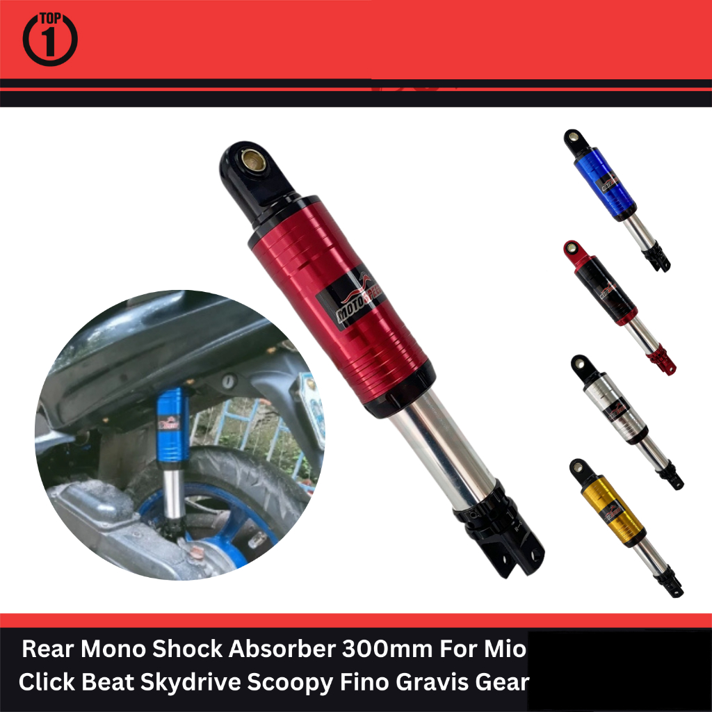 Top1 Racing Rear Mono Shock Absorber 300mm For Mio Click Beat Skydrive Scoopy Fino Gravis Gear ...