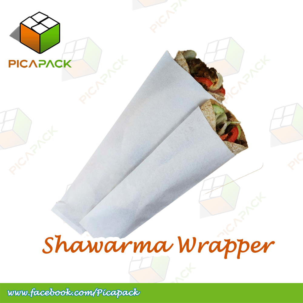 100pcs Shawarma Wrapper PLAIN Pouch Biodegradable Cone Greaseproof ...