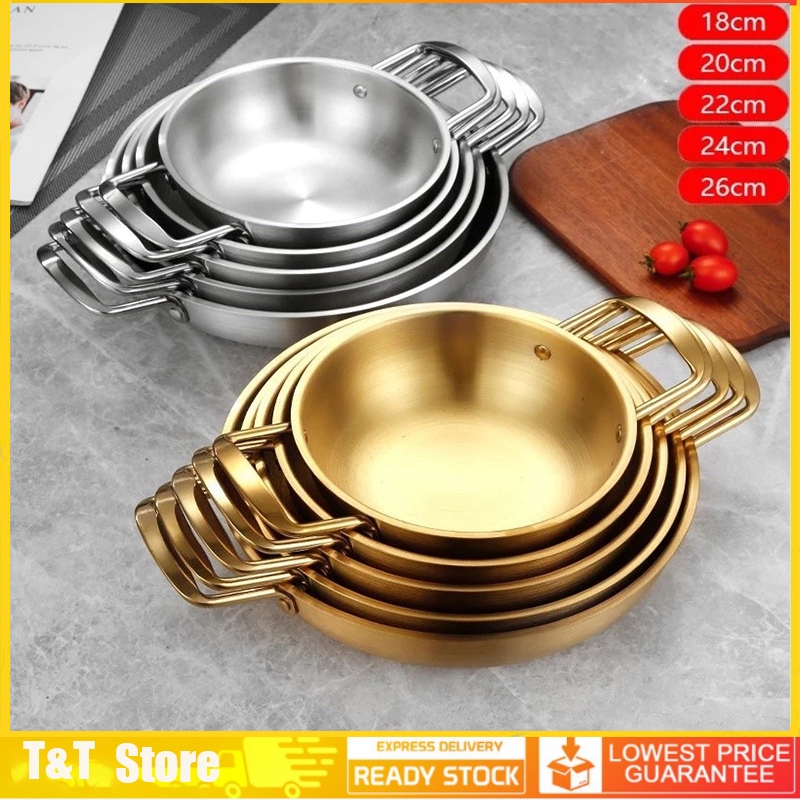 【T&T】Korean Stainless Steel Cooking Pots Seafood Double Ear Pot Fondue ...