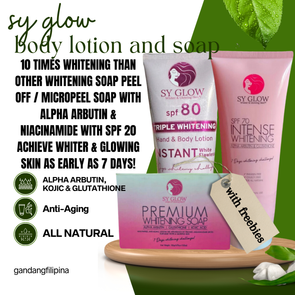 SY Glow Cosmetic beauty products soap and instant lotion with spf 80 ...