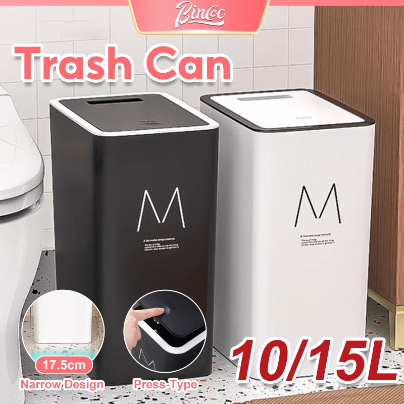 BINCOO Nordic Rectangular Trash Can With Cover Garbage Bin With Lid ...