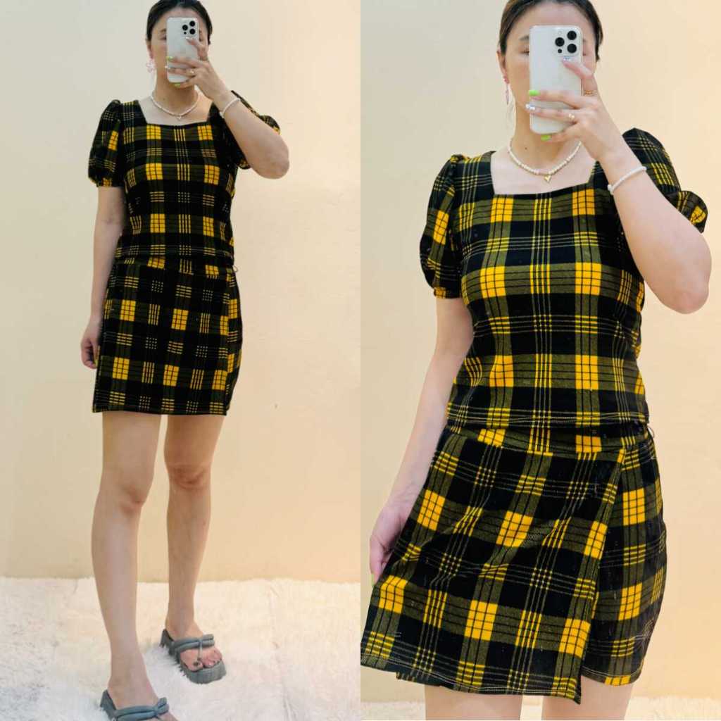 Sunny&Co VEIN Terno Puff Sleeve Top Terno Skort Set | Shopee Philippines
