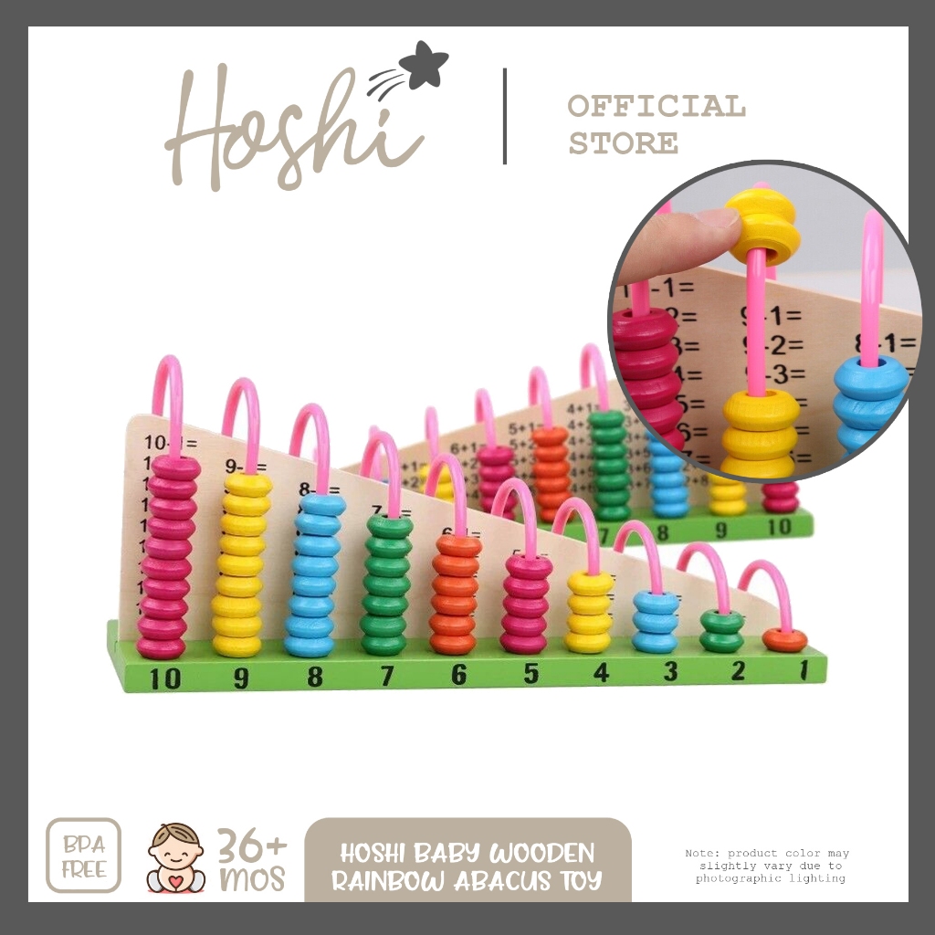 Hoshi Baby Wooden Rainbow Abacus Counting Toy, Montessori Educational ...