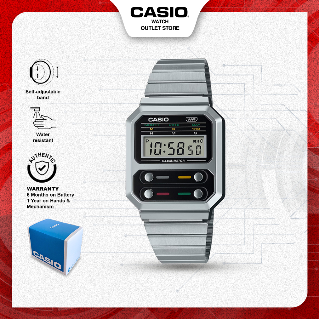 Casio Vintage Digital (A100WE-1ADF) Stainless Steel Strap Water ...