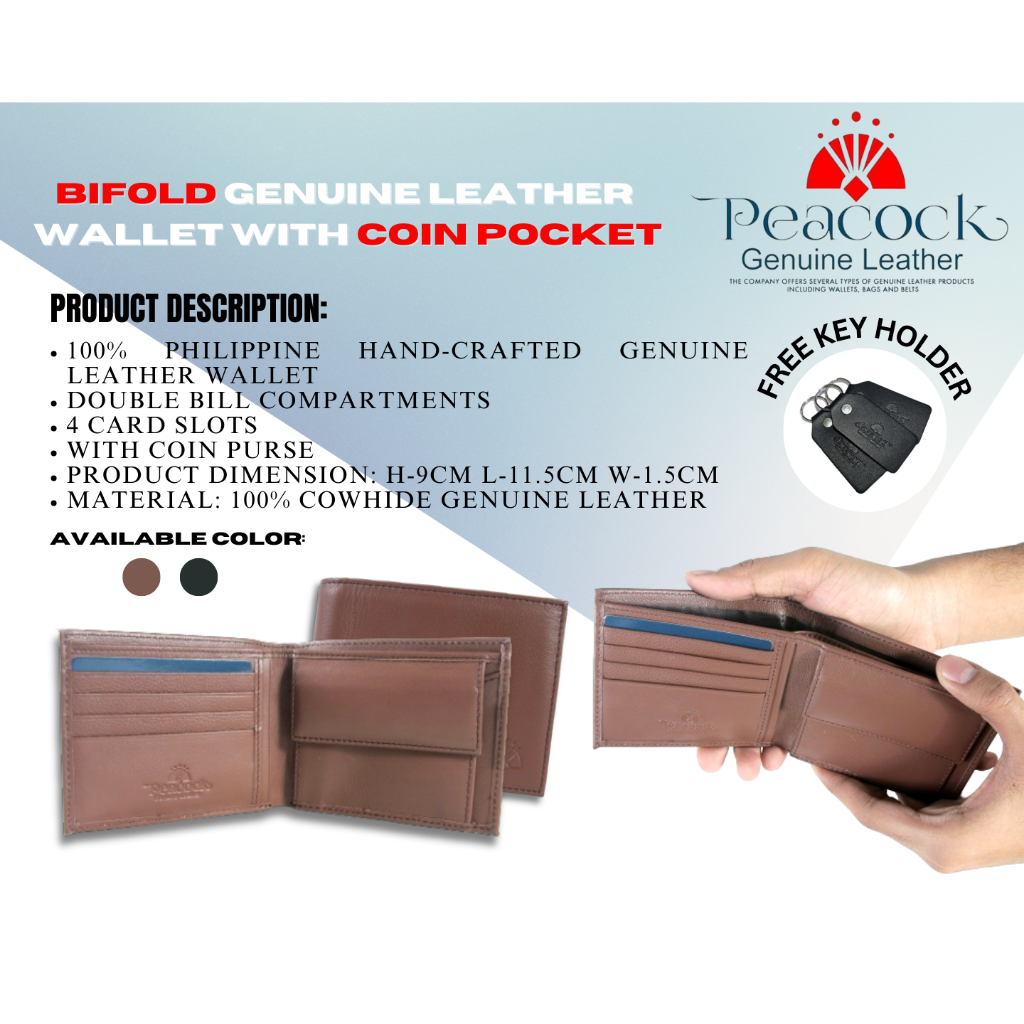 Wallet With Coin Compartment/ Bi-fold Wallet With Coin Pocket | Shopee ...