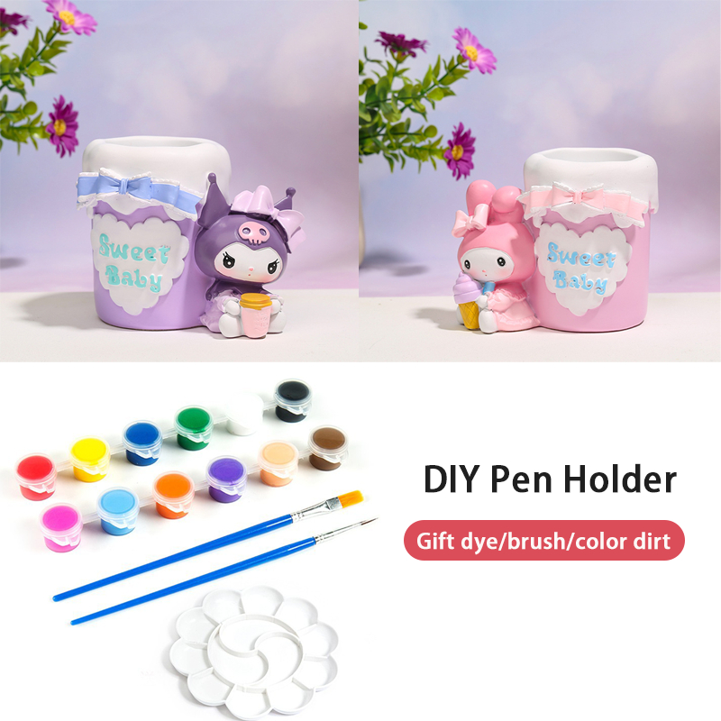 Cartoon Coloring Plaster Pen Holder Painting Storage Box Loot Bag ...