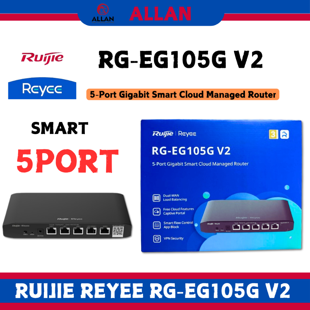ALLAN RUIJIE REYEE RG-EG105G V2 Reyee Cloud Managed Router | Shopee Philippines