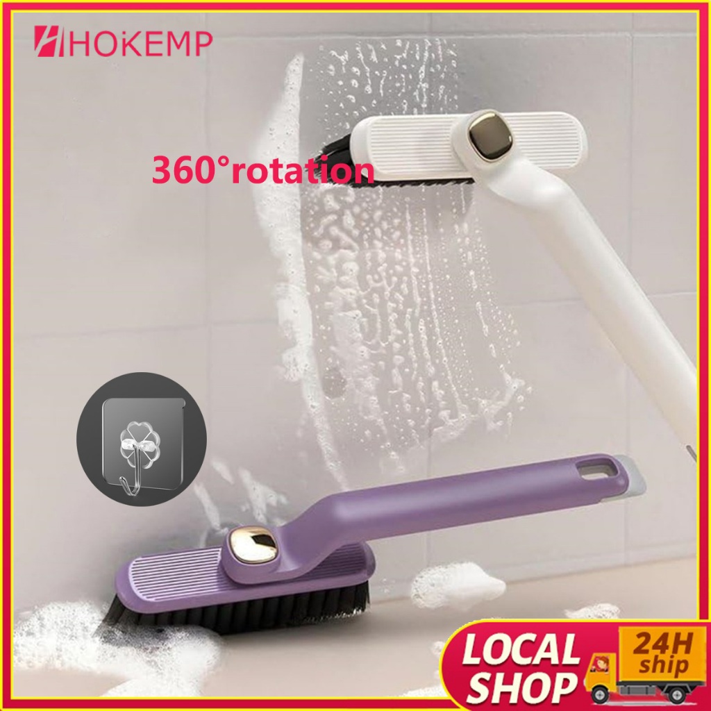 3-in-1 Functionality Bathroom Cleaning Brush with Handle Tile Scrubber ...