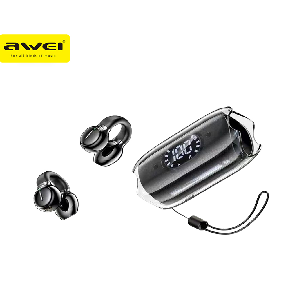 Awei TZ7 Wireless Earphone Clip OWS Bluetooth V5.3 with Charging Case ...