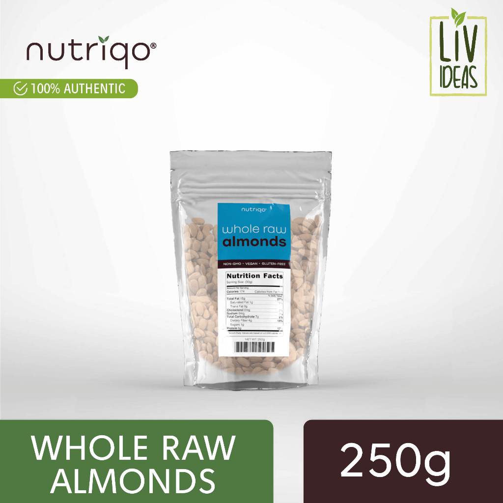 Nutriqo Whole Raw Almonds 250g (Non-GMO, Vegan, Gluten-Free) | Shopee ...