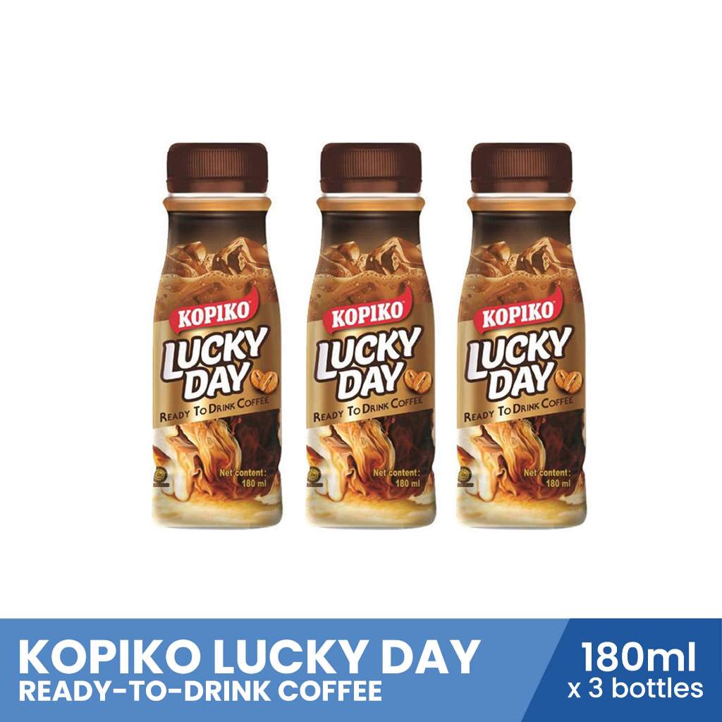 KOPIKO Lucky Day Ready-to-Drink Coffee 180ml x 3 bottles | Shopee ...