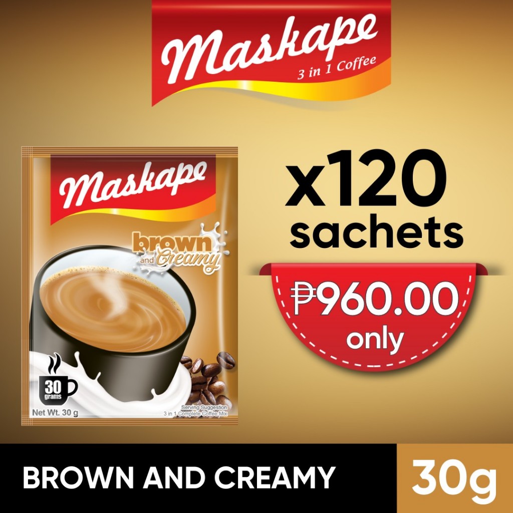 Maskape Brown And Creamy 3 In 1 Coffee 30g (120 pcs) | Shopee Philippines