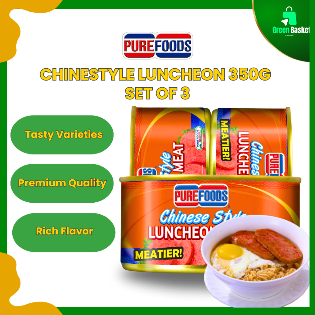 Set of 3 - Purefoods Chinese Style Luncheon Meat 165 - Premium Can Food ...