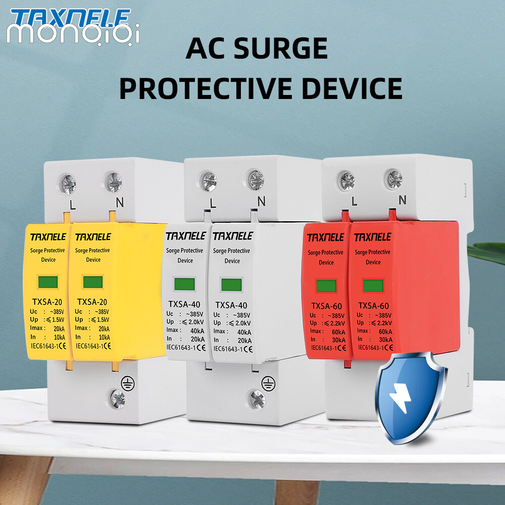 AC SPD Din rail 20KA 40KA 275V 385V Lightning Surge Protector Low-voltage Arrester Device ...