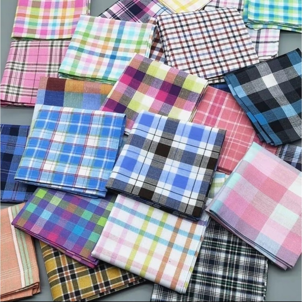 12pcs Cotton Lady Handkerchief Style SP02 Silk & Man Striped Plain ...