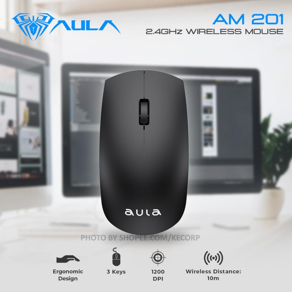 AULA Wireless Mouse AM201 1200DPI Distance 10M KECORP_S1 | Shopee ...