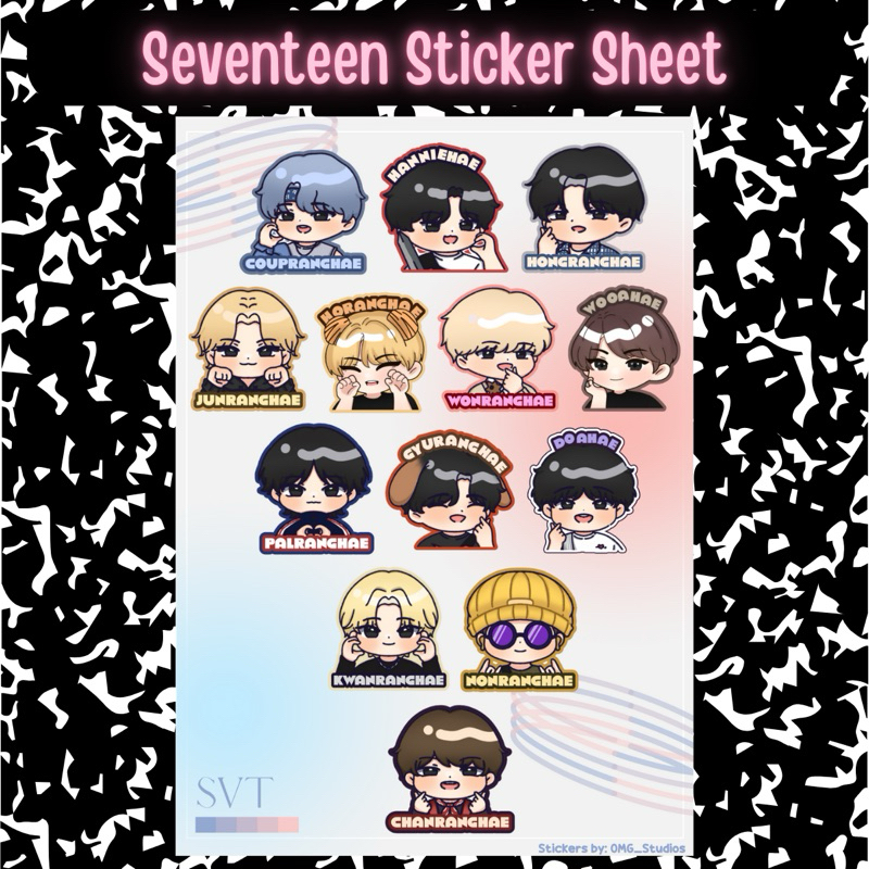 KPOP SVT SEVENTEEN SARANGHAE CHIBI STICKER SHEET | Shopee Philippines