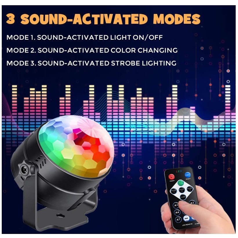 Party RGB Disco Ball Sensor Activated LED Lights with Remote Control ...